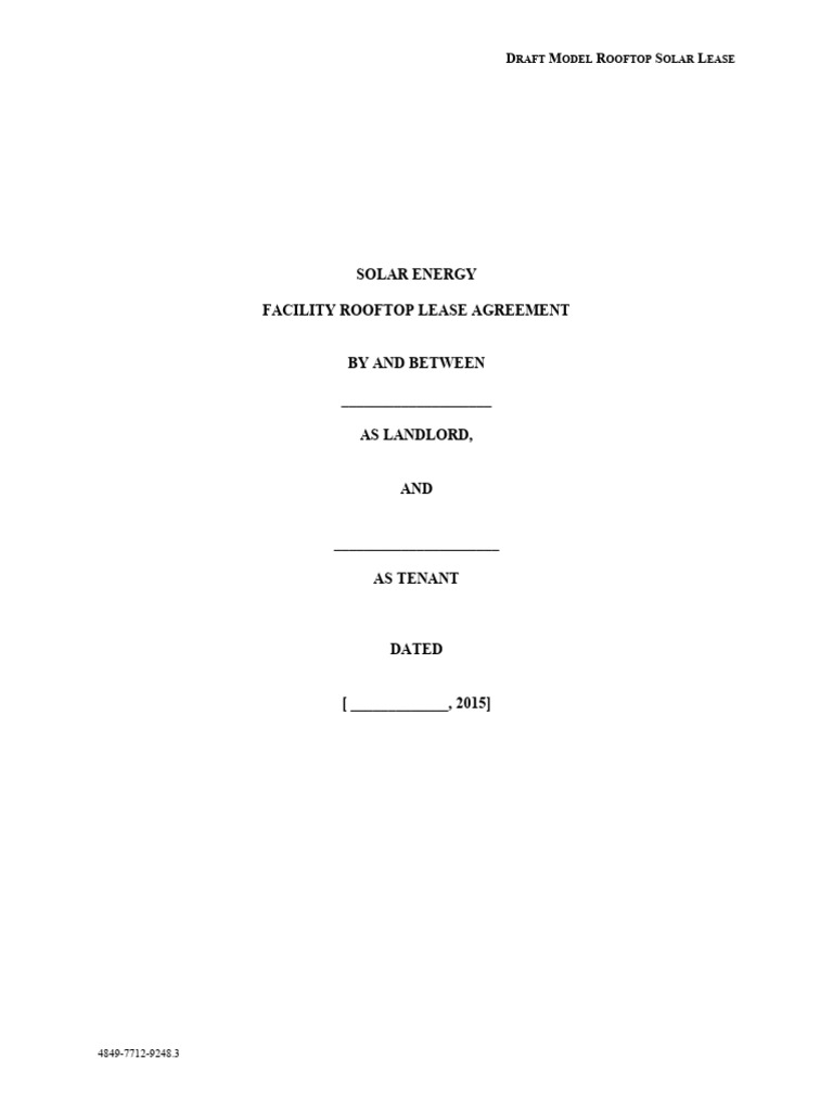 Model Solar Rooftop Lease Agreement | PDF | Lease | Leasehold Estate