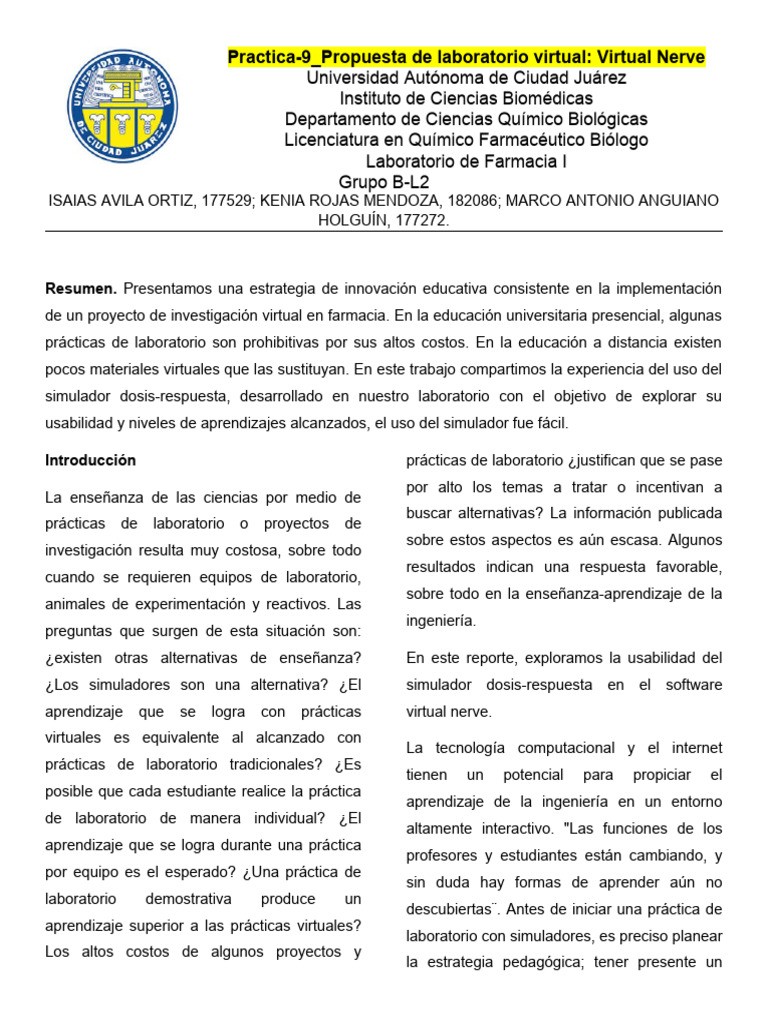 Practica 9 Farmacia I | PDF