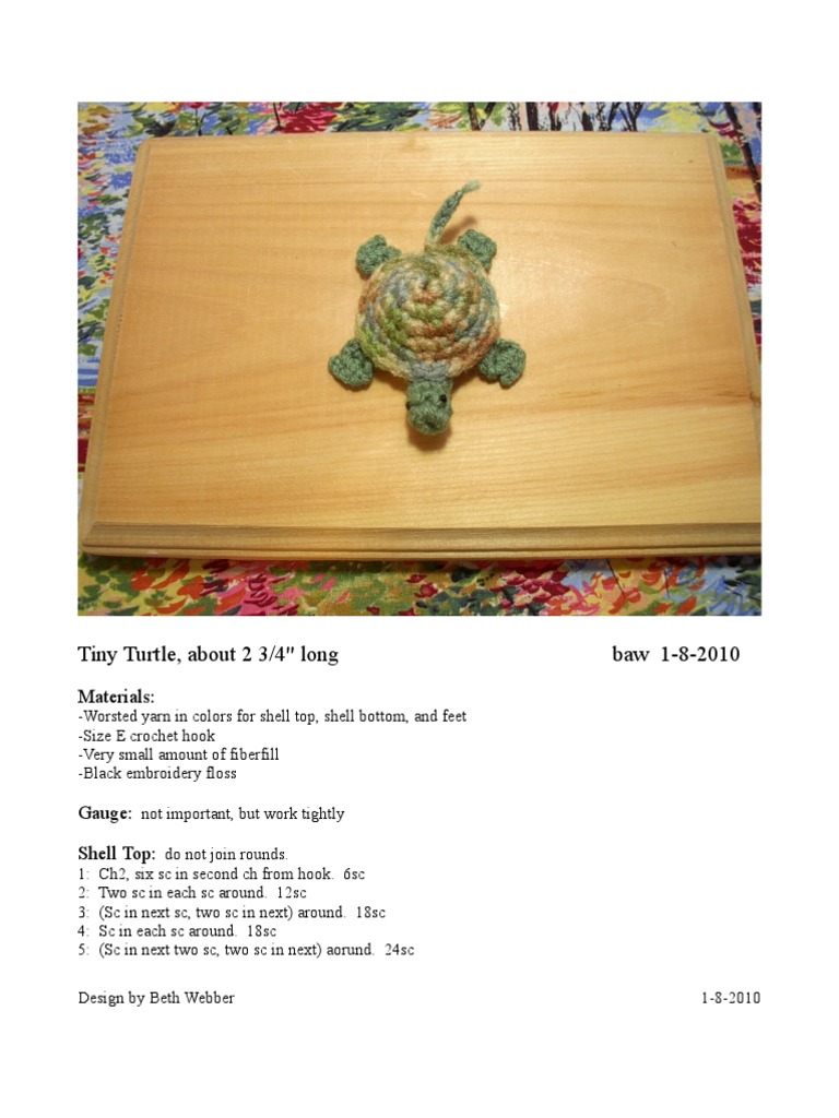 Crochet Tiny Turtle Guide | PDF | Teaching Methods & Materials | Home ...