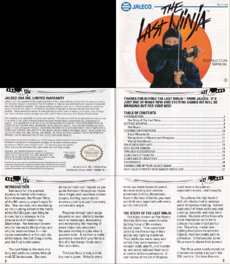 the last ninja nes manual | PDF