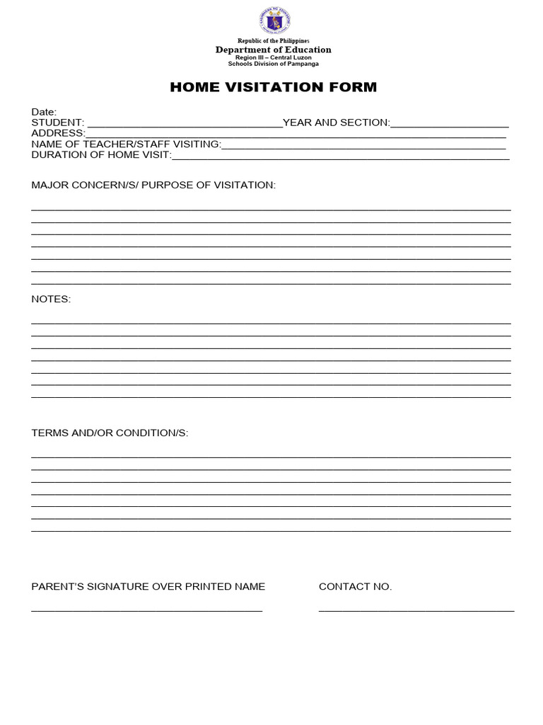 Home Visitation Form 2023 | PDF