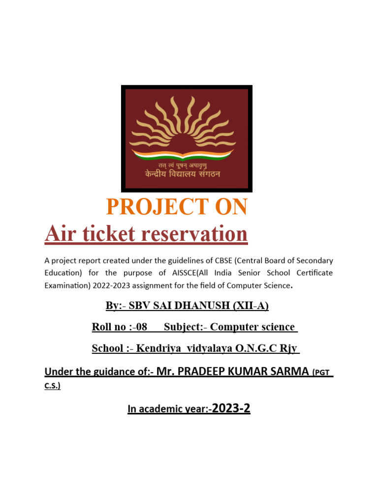Air Ticket Reservation CS IP | PDF | Databases | Information Retrieval