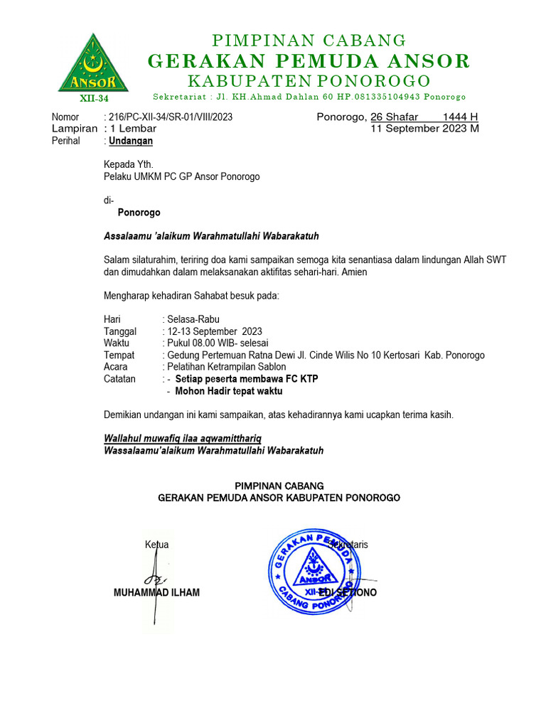 Undangan Pelatihan Sablon | PDF