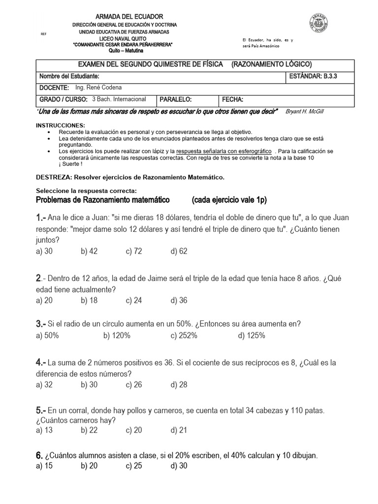 Ejercicios de Razonamiento Matemático 2 | PDF | Matemáticas