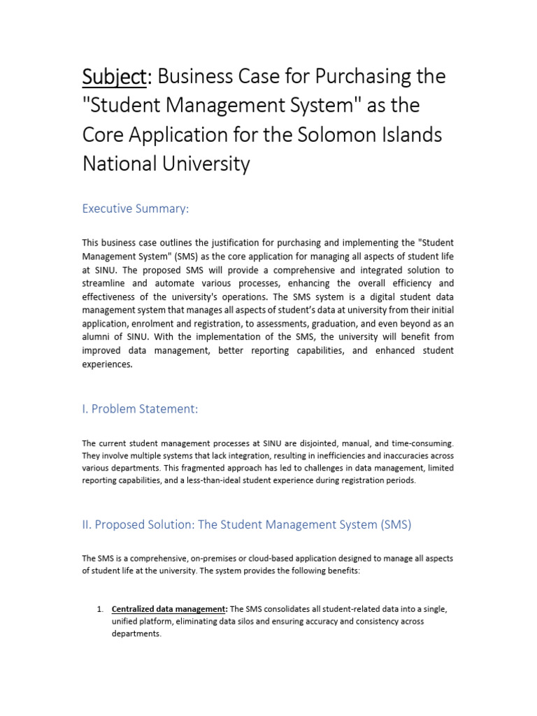 Business Case For Student Management System | PDF | Performance ...