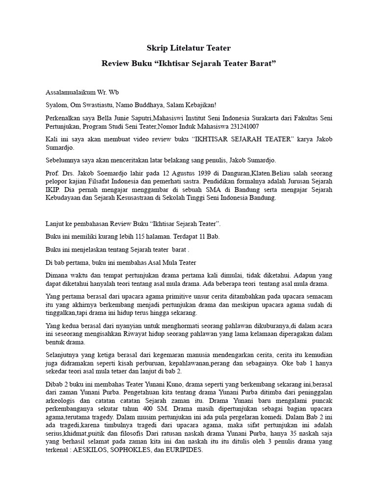 Skrip Litelatur Teater | PDF