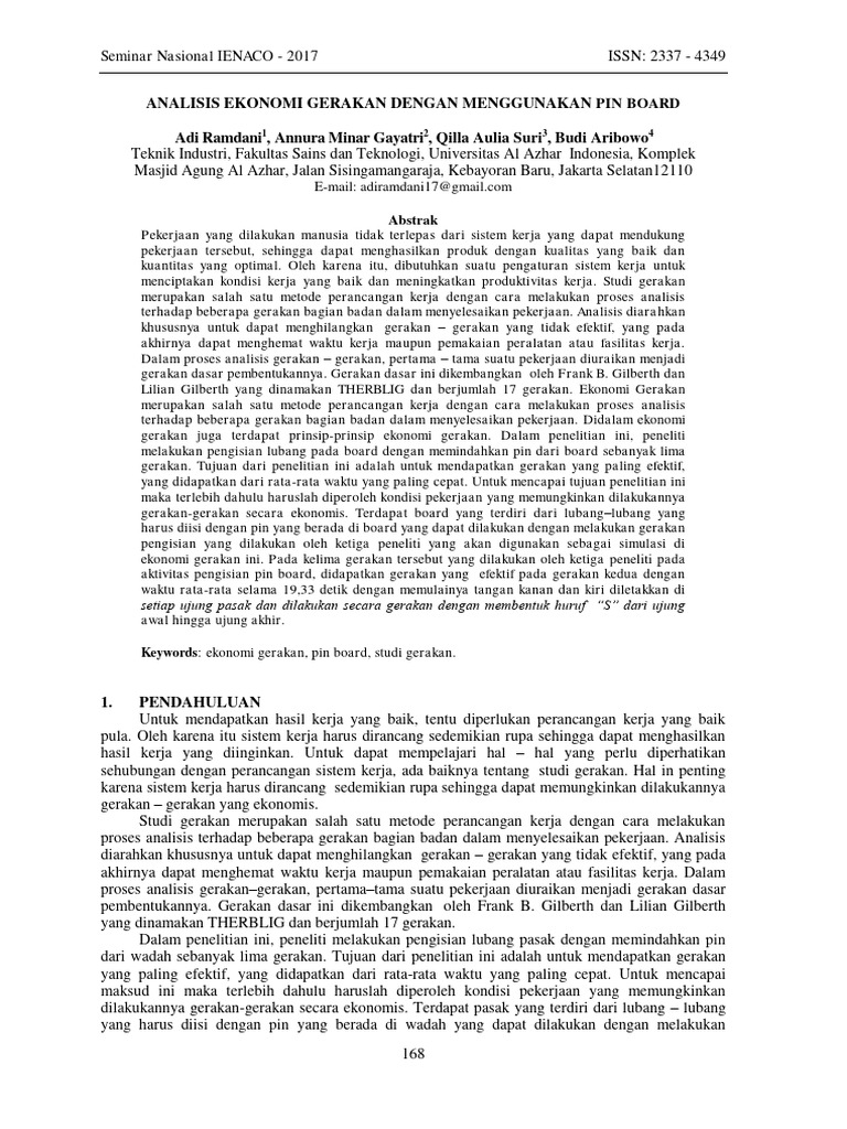 Analisis Ekonomi Gerakan Dengan Menggunakan Adi Ramdani, Annura Minar ...