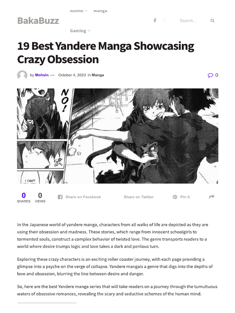 19 Best Yandere Manga Showcasing Crazy Obsession | PDF