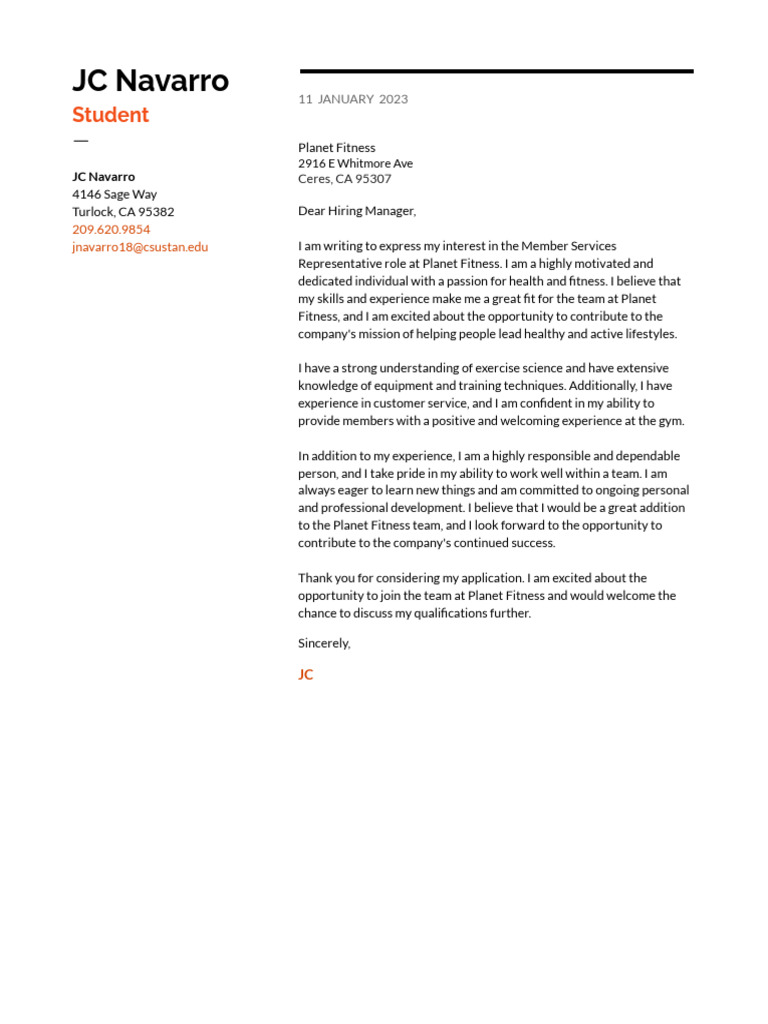 Cover Letter - JC Navarro PF | PDF