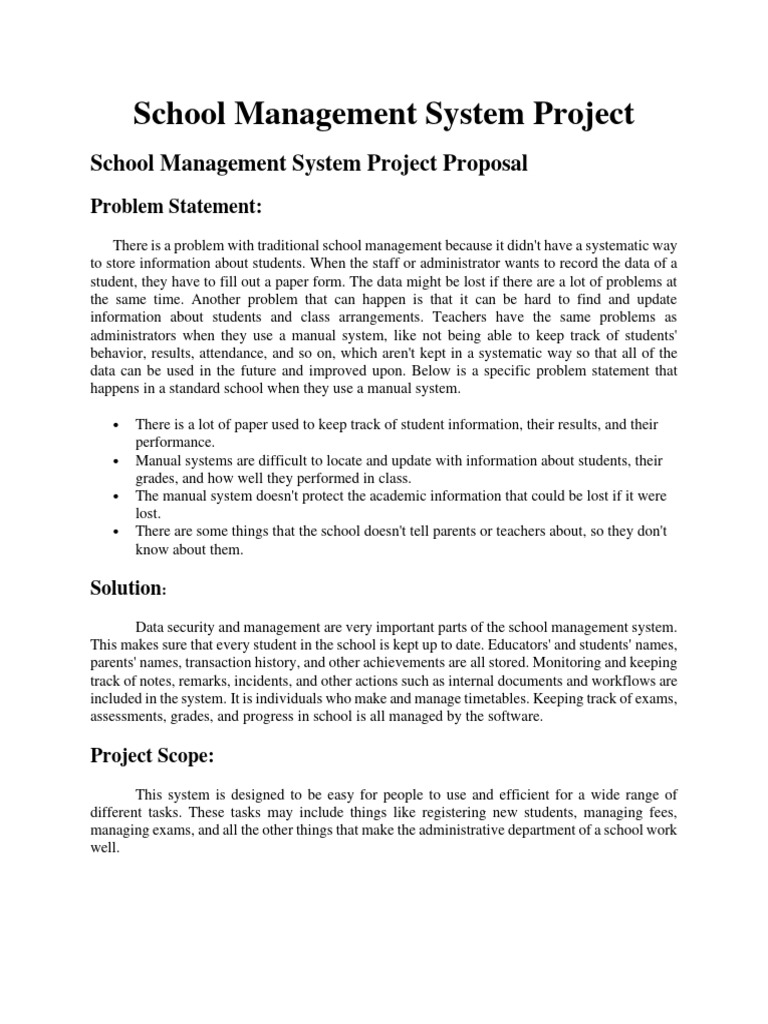 School Management System Project Proposal | PDF