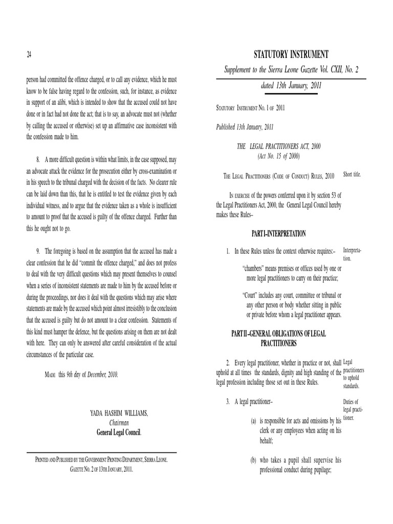 Legal Practioners (Code of Conduct Rules), 2010 | PDF | Lawyer | Brief ...