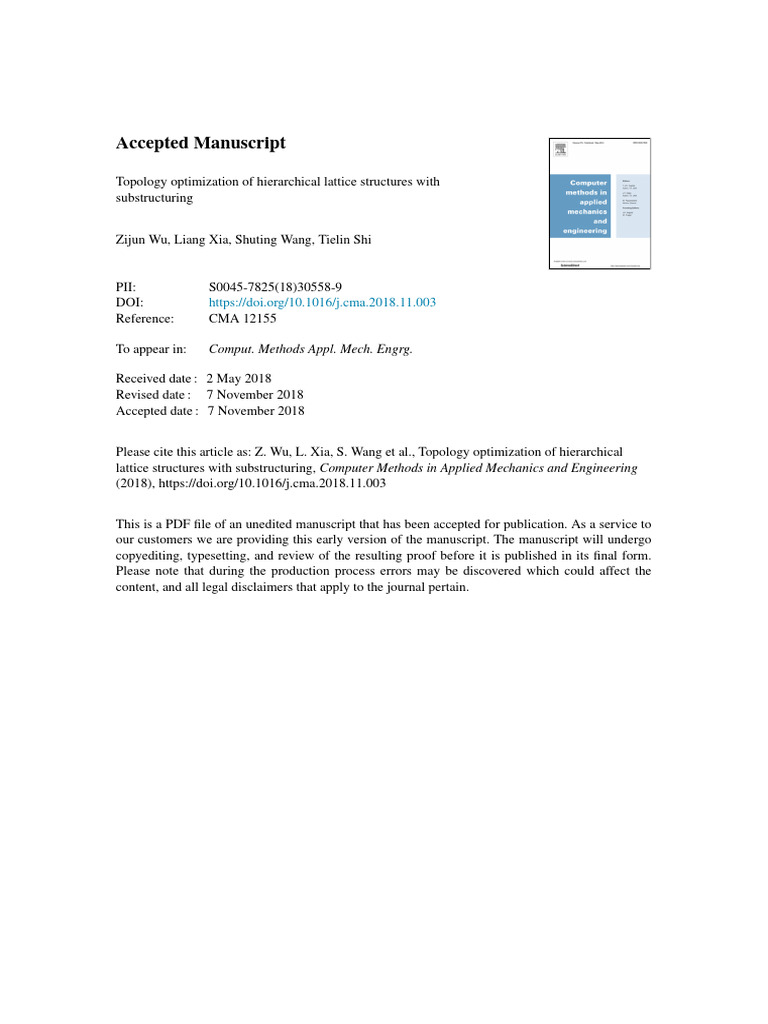 Topology Optimization Of Hierarchical Lattice Structures Pdf