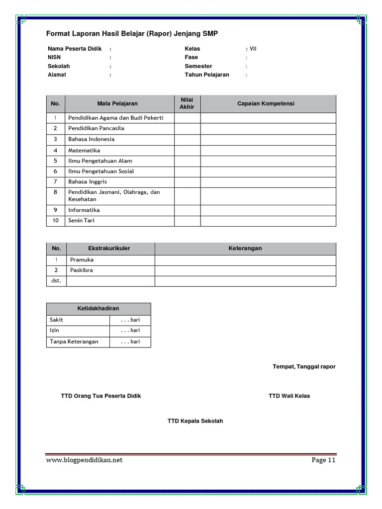 Contoh Format Rapor Peserta Didik Kurikulum Merdeka Serta Mekanisme ...