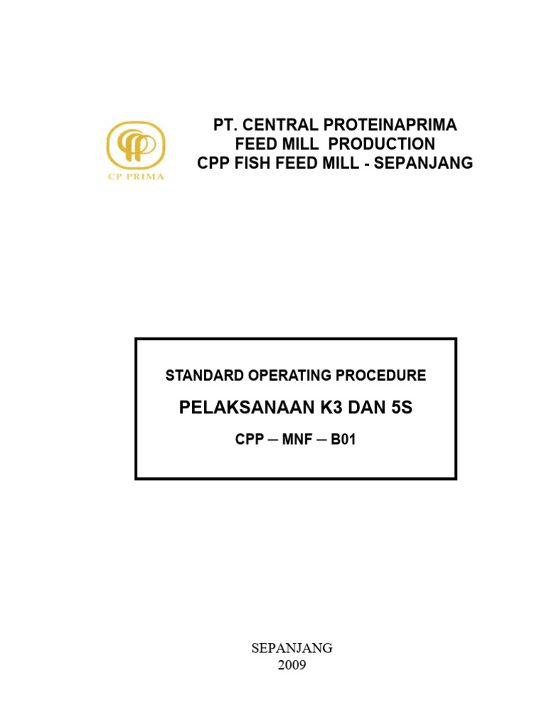 CPP-MNF-B01 (SOP Pelaksanaan K3 5S) - (Aqua-CPP-Spj) - Final | PDF