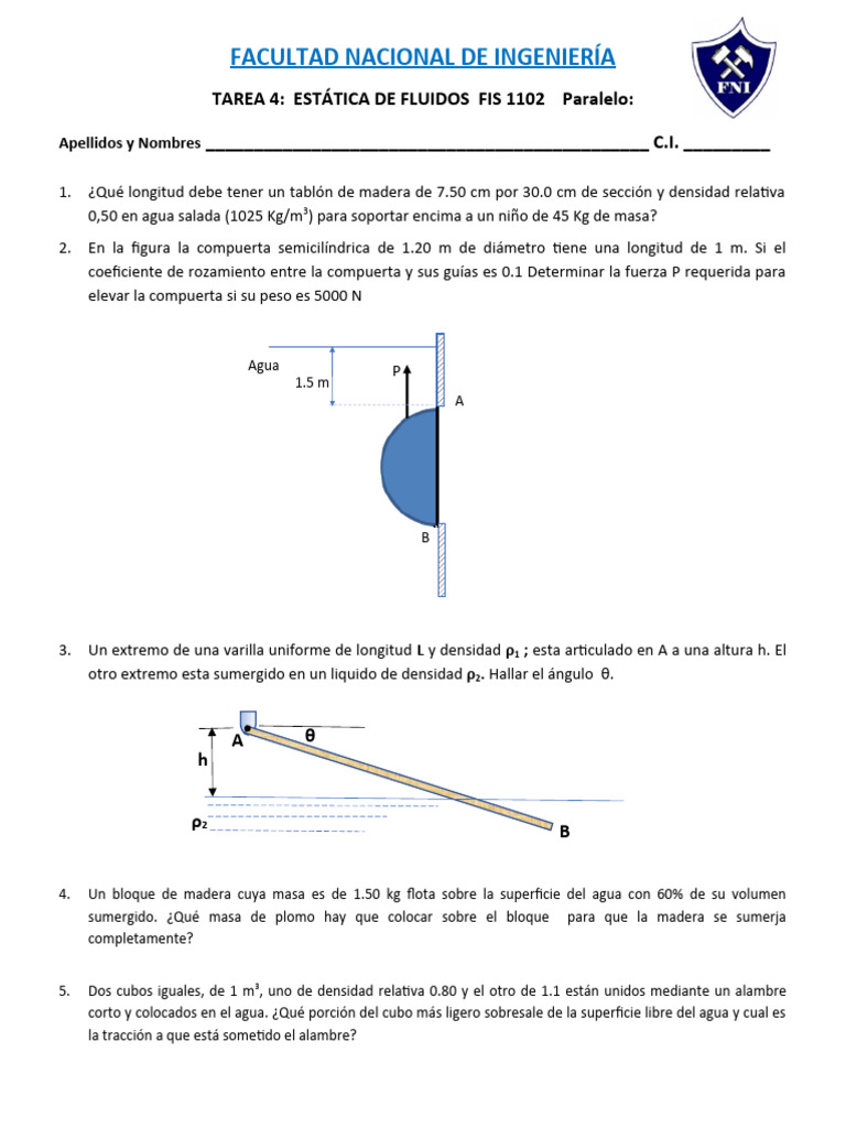 Tarea 4 Estática de Fluidos | PDF