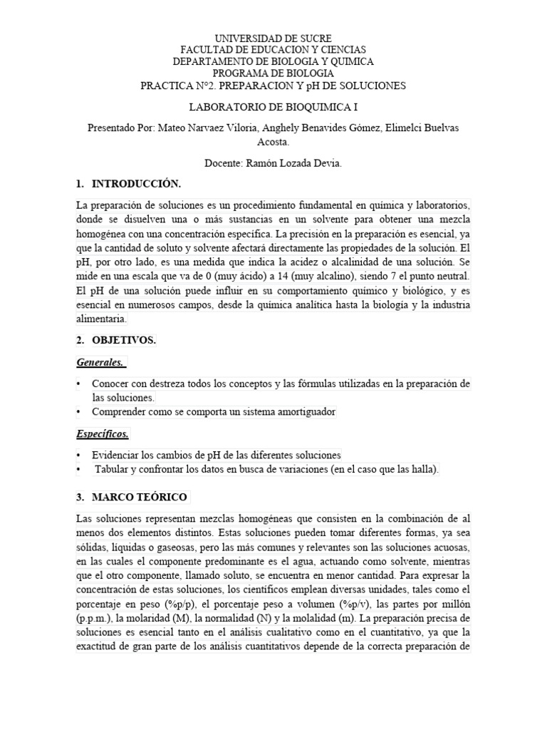 bioquimica_informe[1] | PDF | Solución tampón | Constante de disociación ácida