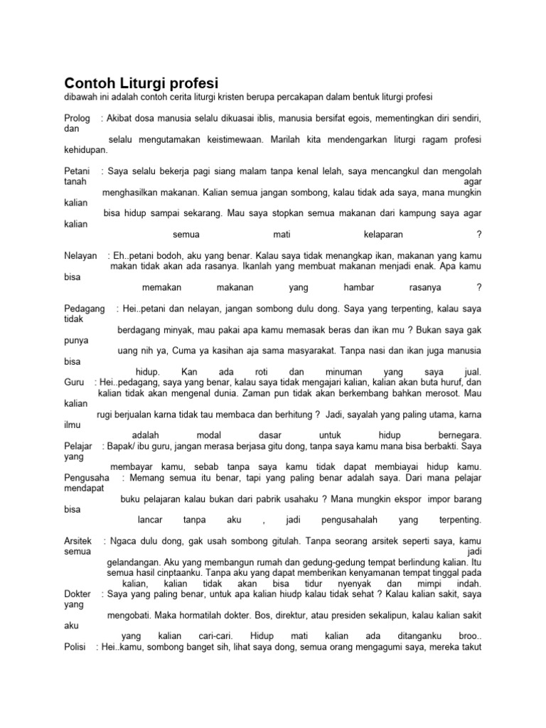 Contoh Liturgi Profesi | PDF