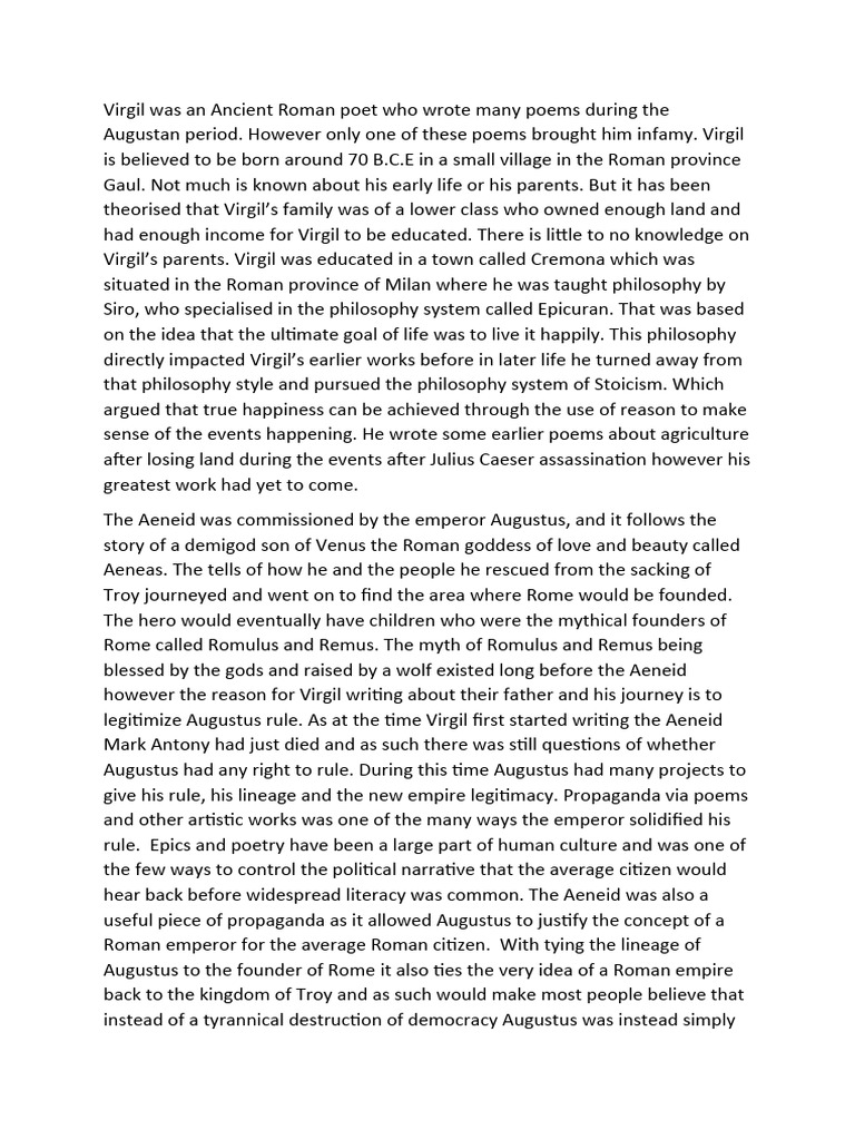 Virgil Was An Ancient Roman Poet Who Wrote Many Poems During The ...