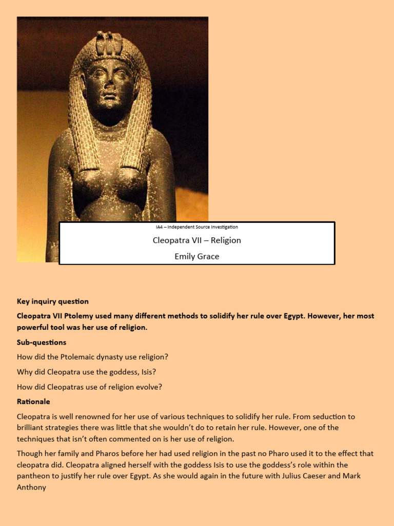 Emily Grace History Cleopatra and Religion | PDF | Cleopatra | Isis