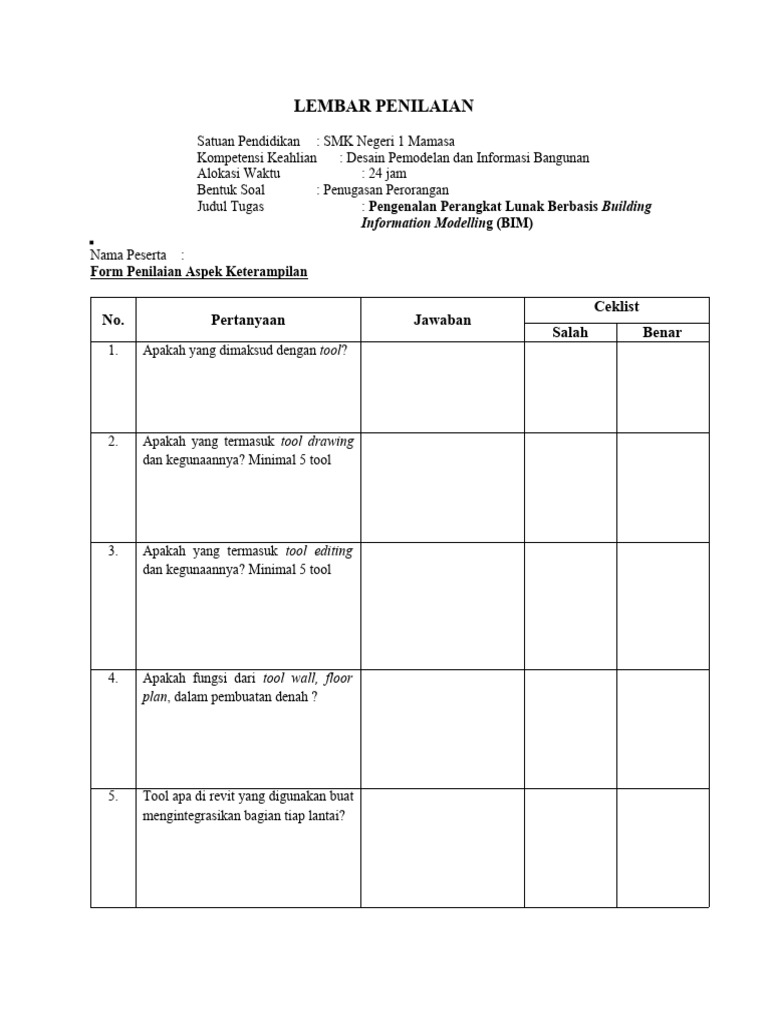 Lembar Asesmen Awal | PDF