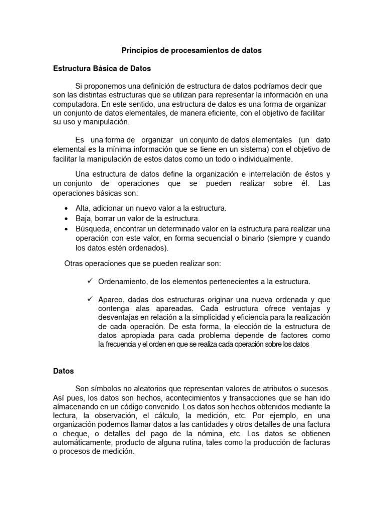 Principios de Procesamientos de Datos | PDF | Bases de datos | Información