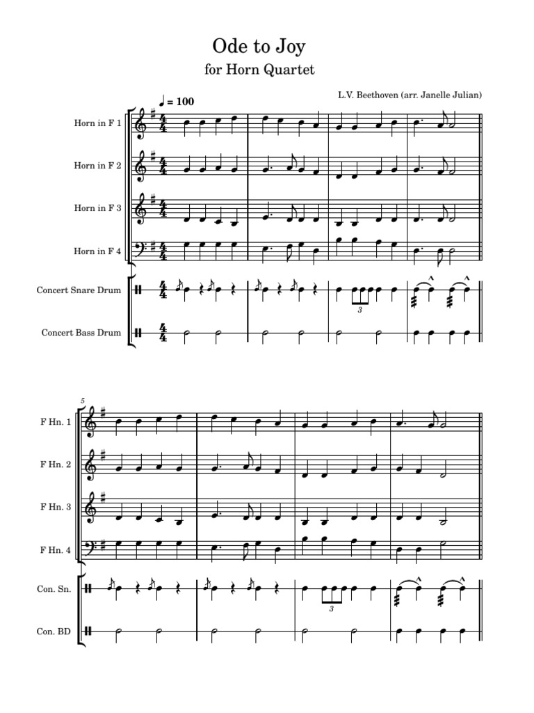 Ode To Joy | PDF | Musical Instruments