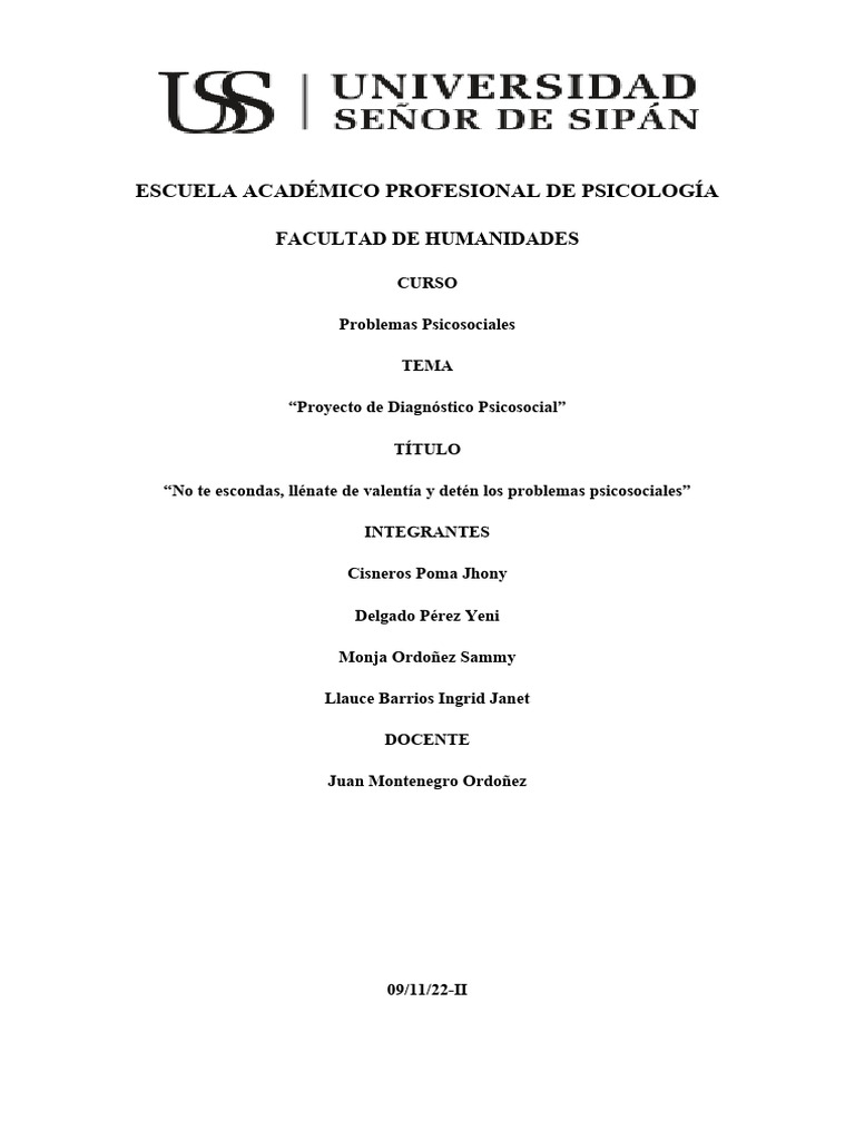 Proyecto de P. Psicosociales | PDF | Metodología de encuesta | Cuestionario