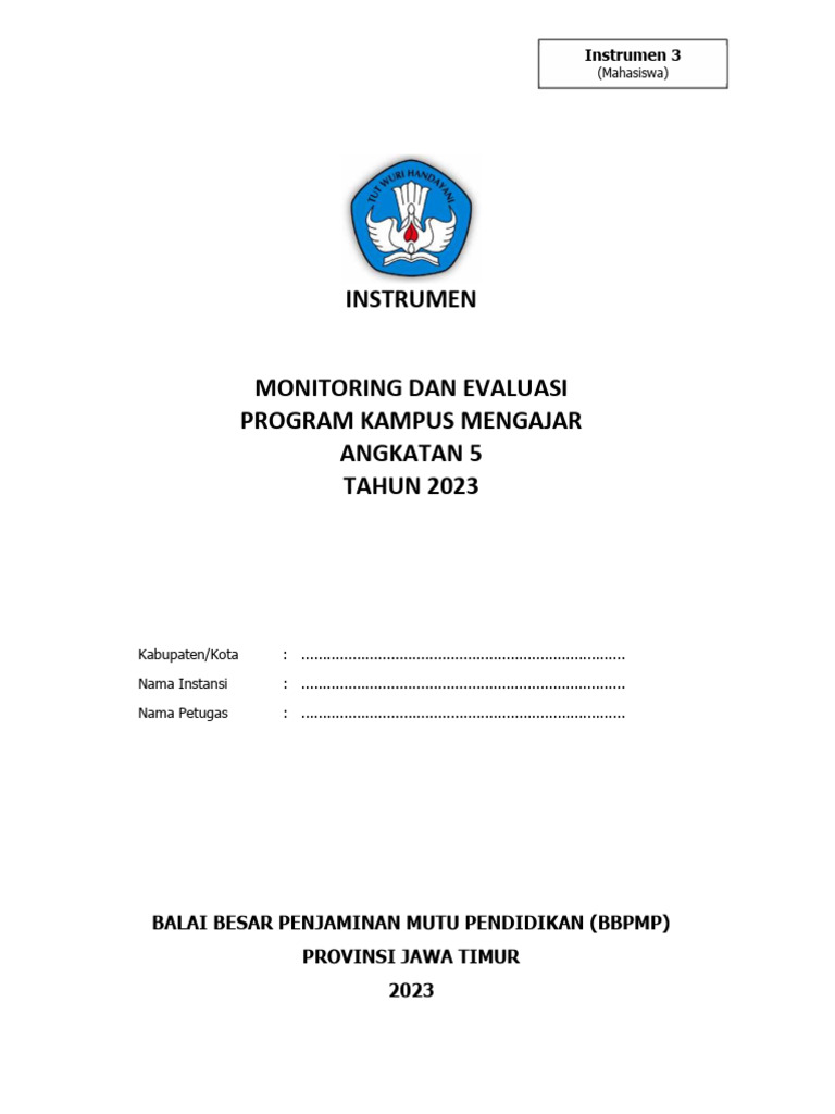Instrumen Monev PKM (Mahasiswa) | PDF