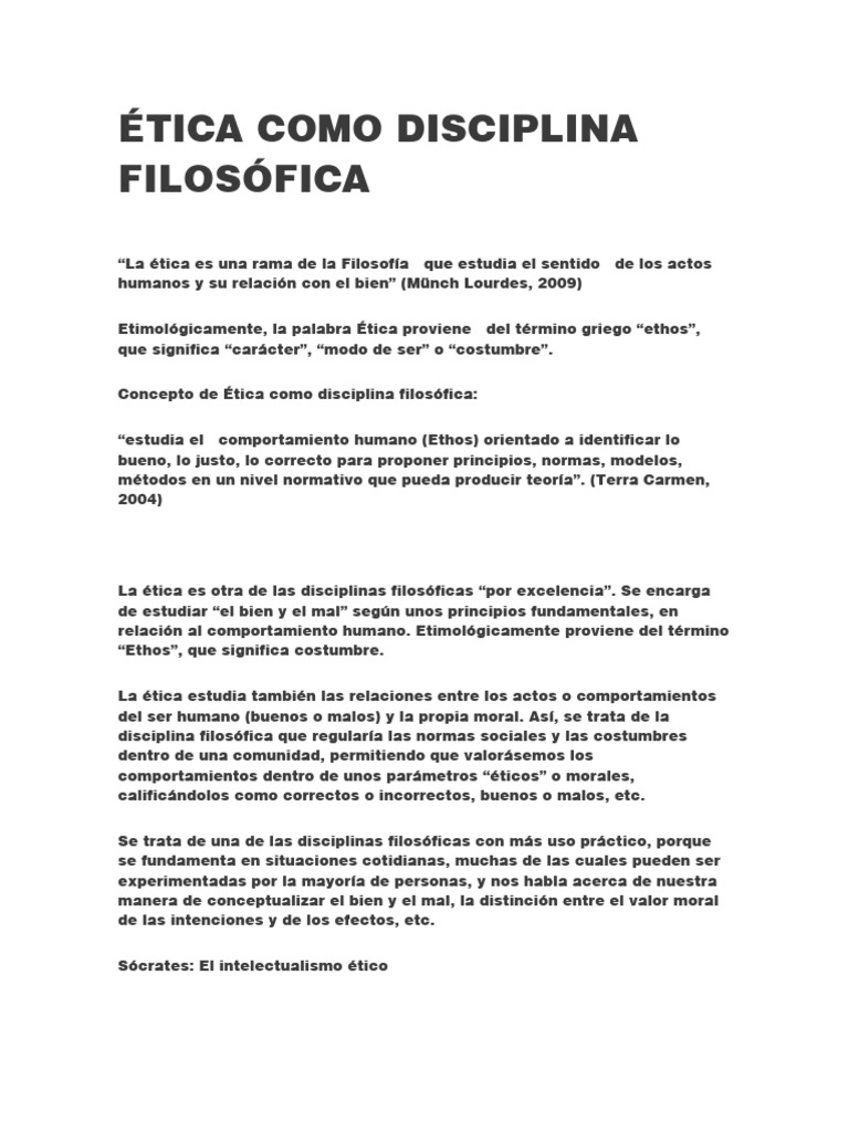 Ética Como Disciplina Filosófica | PDF