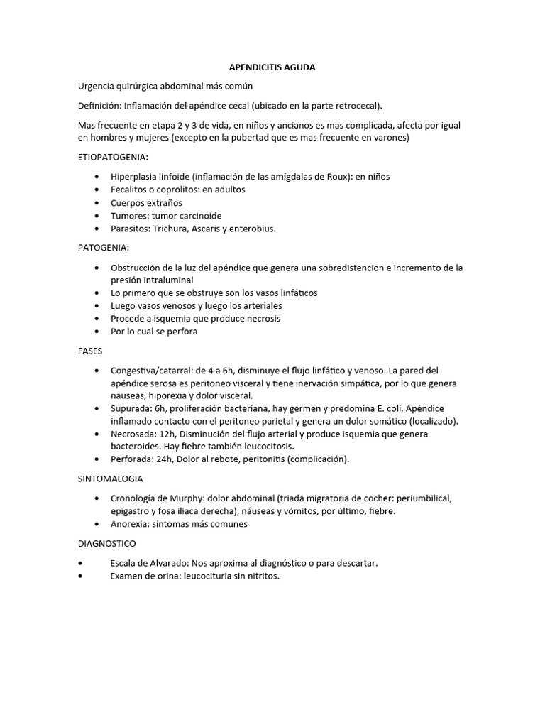 Apendicitis Aguda | PDF | Medicina CLINICA | Especialidades Medicas Apendicitis Aguda | PDF | Medicina CLINICA | Especialidades Medicas