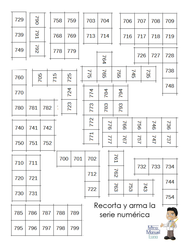 Recorta y Arma Numeros Del 700 Al 799 | PDF