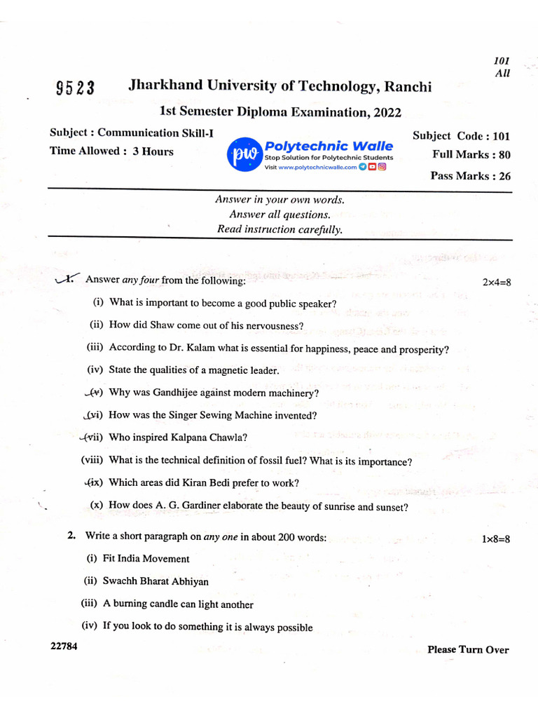 1st SEM 2022 PYQs | PDF