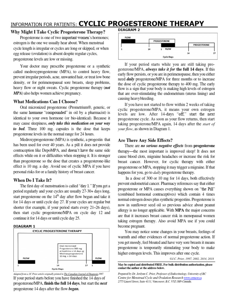 Cyclic Progesterone Therapy-Final To Post | PDF | Menstrual Cycle ...