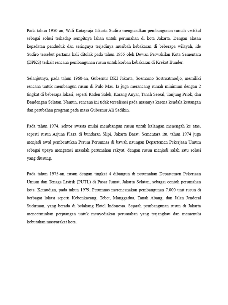 Tambahan Sejarah Rusun | PDF