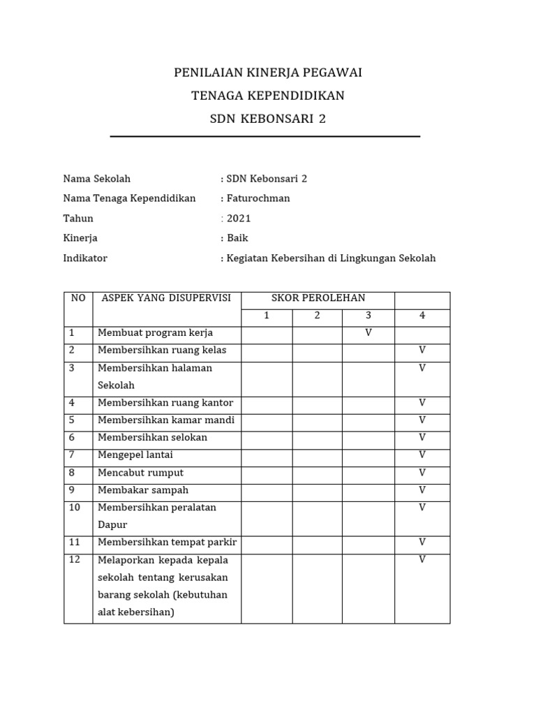 Format Penilaian Tendik | PDF