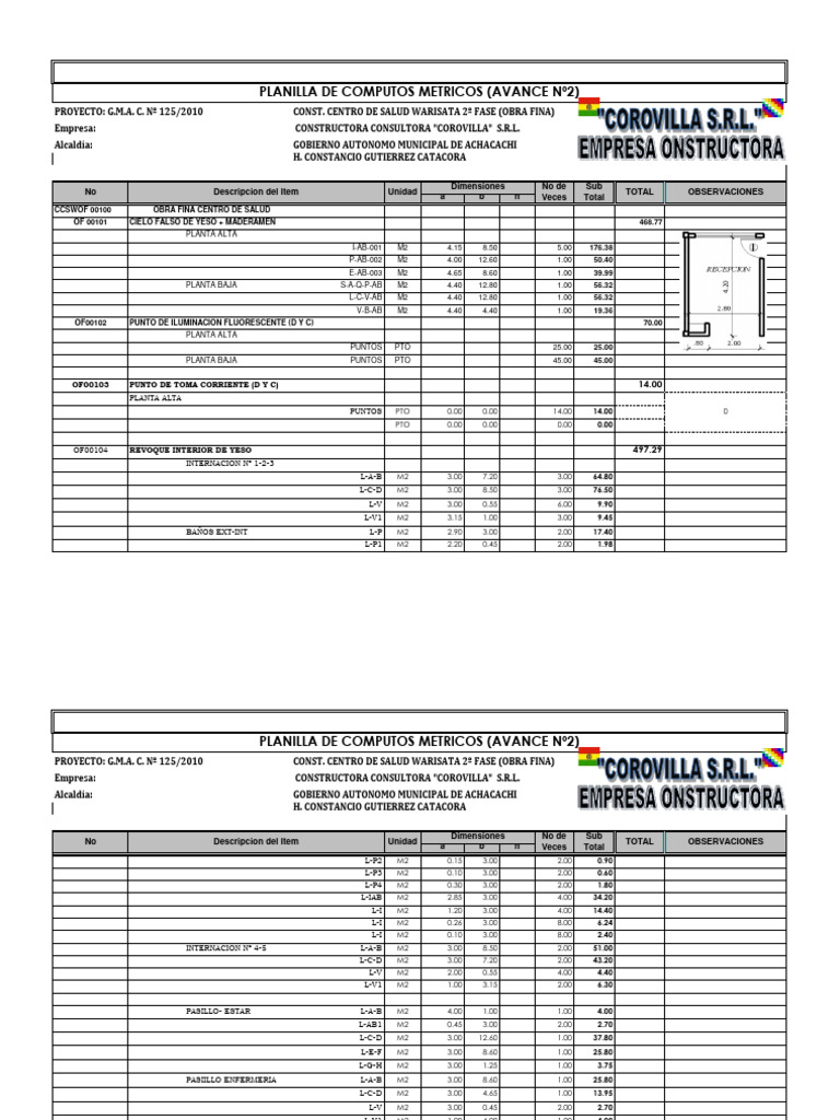COMPUTOS METRICOS Warisata | PDF