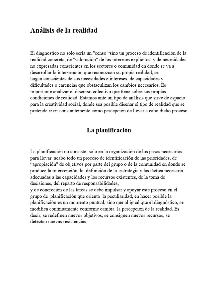 Análisis De La Realidad Pdf