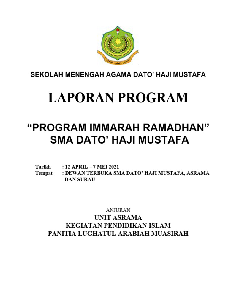 Laporan Program Immarah Ramadhan SMA Dato' Haji Mustafa | PDF