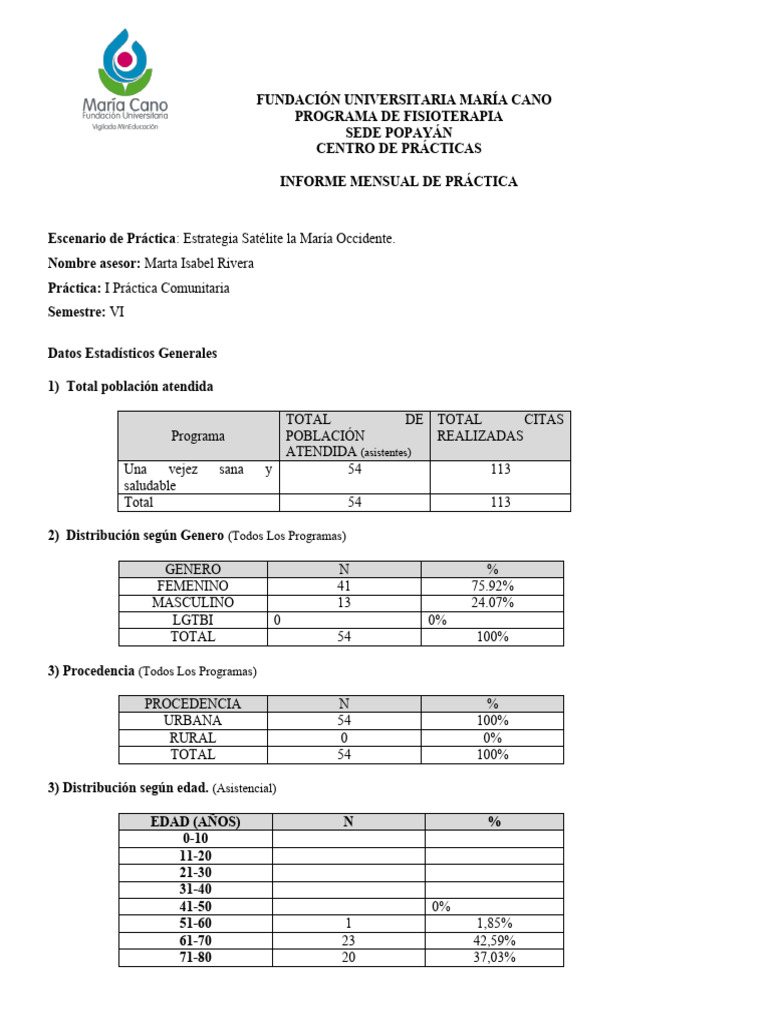Modelo de Informe Mensual | PDF
