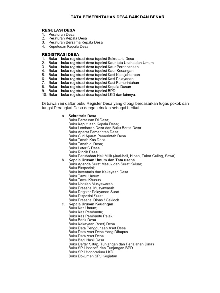 Contoh Buku Register Desa dan Nomor | PDF