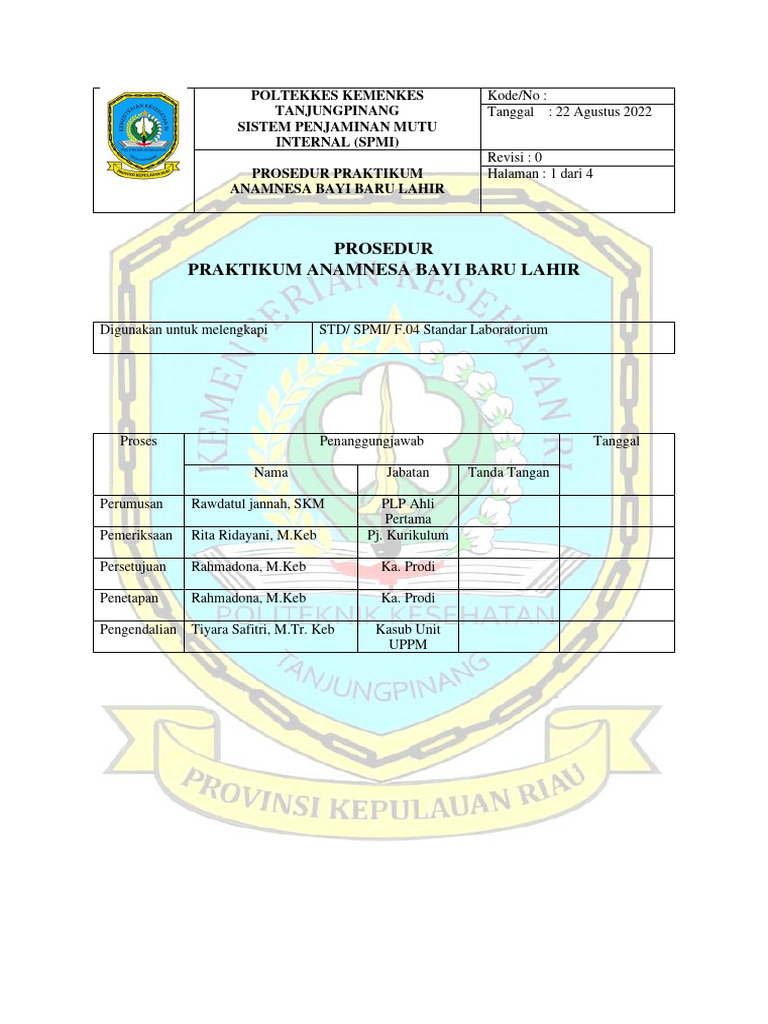 Sop Praktikum Anamnesa Dan Pemfis BBL | PDF