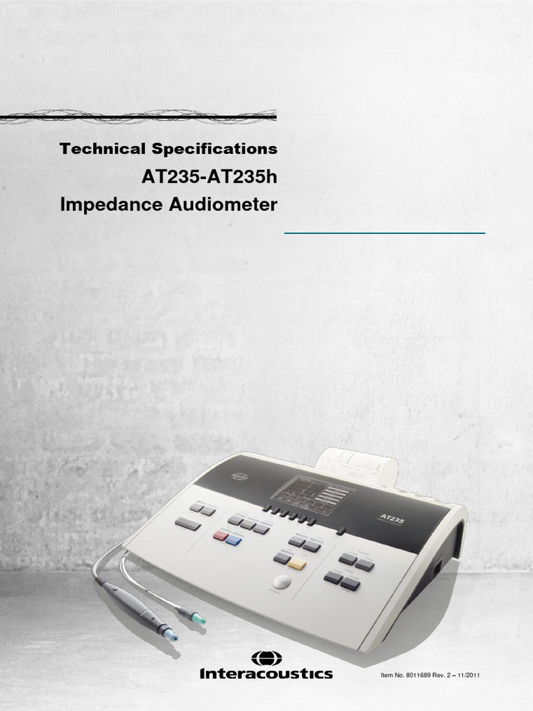 Technical Specifications AT235-AT235h Impedance Audiometer | PDF Technical Specifications AT235-AT235h Impedance Audiometer | PDF