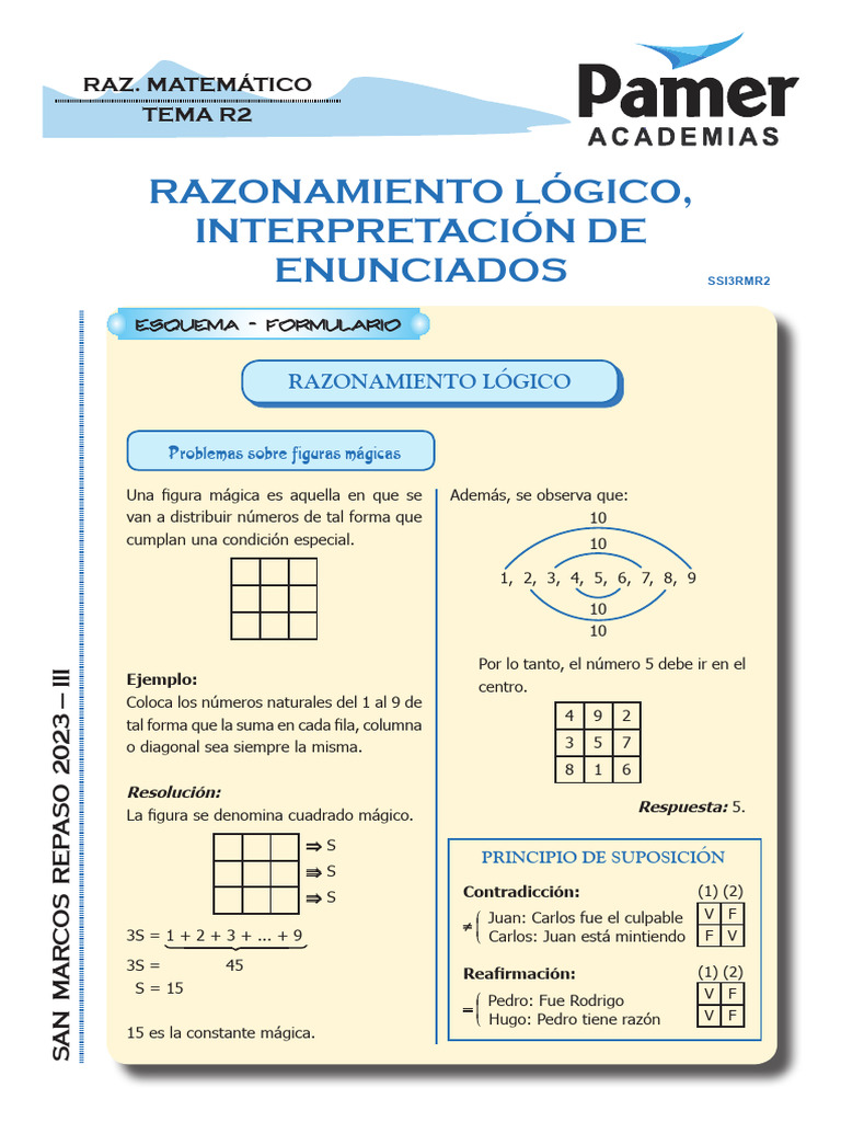 1.RM_SemR2_Razonamiento logico | PDF | Ecuaciones | Álgebra