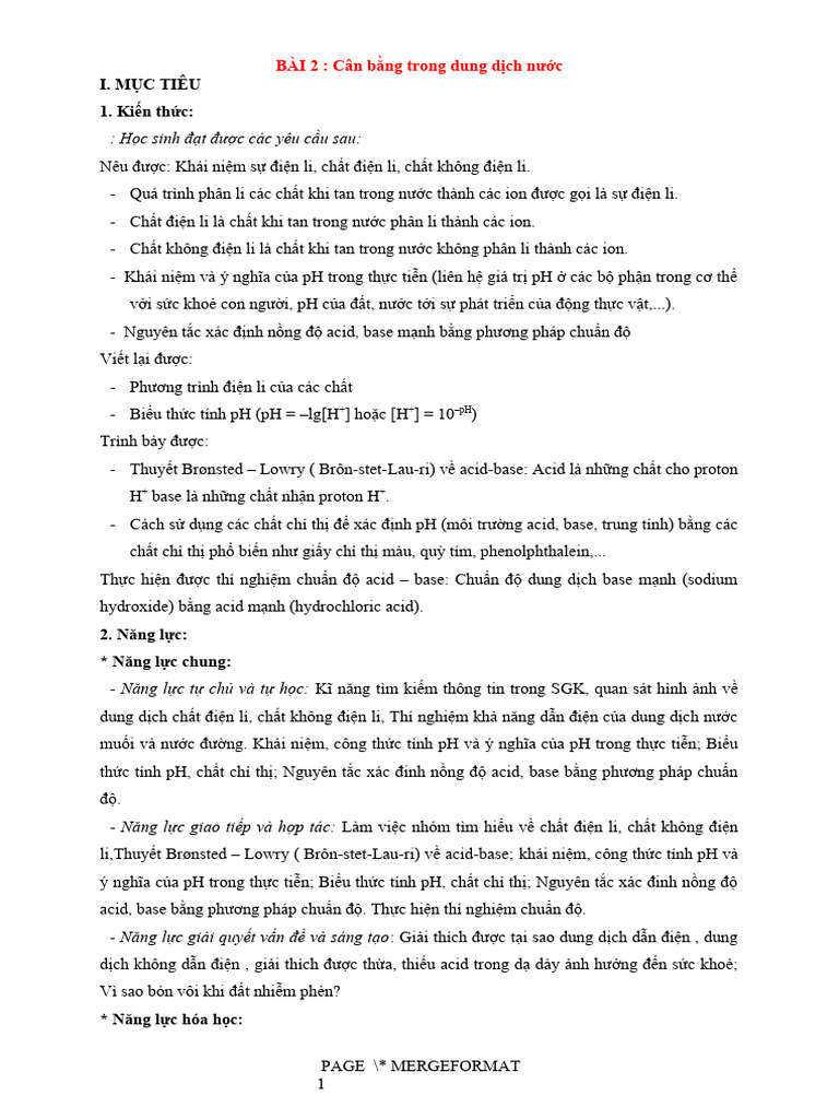 2-KNTT- BÀI 2- CÂN BẰNG TRONG DUNG DỊCH NƯỚC -Xuanchat Dang | PDF