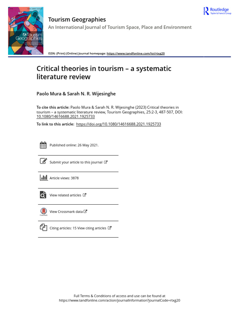 Critical Theories in Tourism A Systematic Literature Review | PDF ...