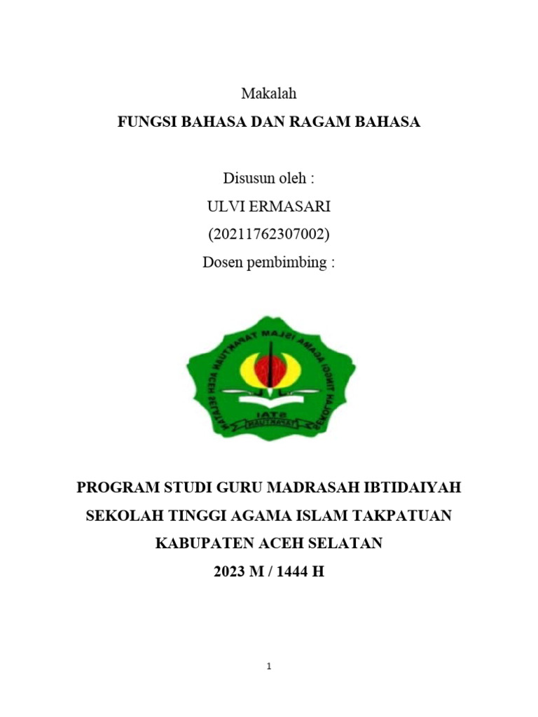 Makalah Bhs Indonesia Ulvi | PDF