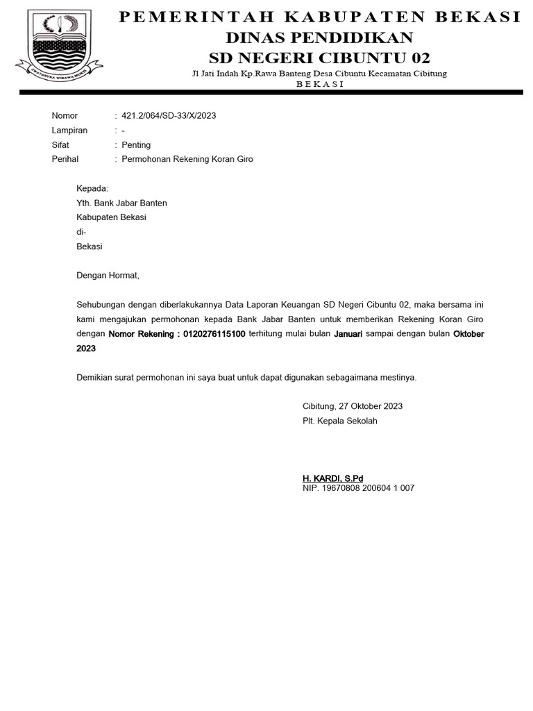 Surat Permohonan Rek Koran Pdf
