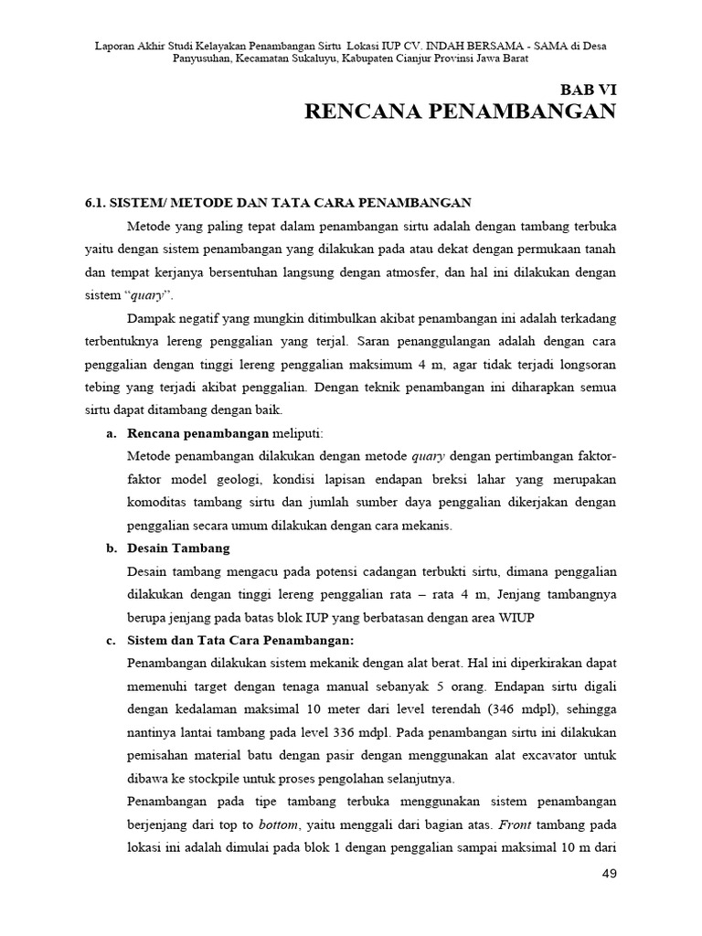 Rencana Layout Tambang Sirtu Cianjur | PDF