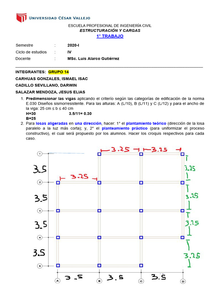 Estructuracion y Cargas Grupo 14 | PDF | Ingeniería mecánica ...