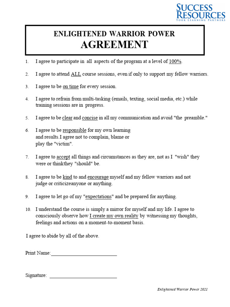 1c-HO Warrior Agreement | PDF